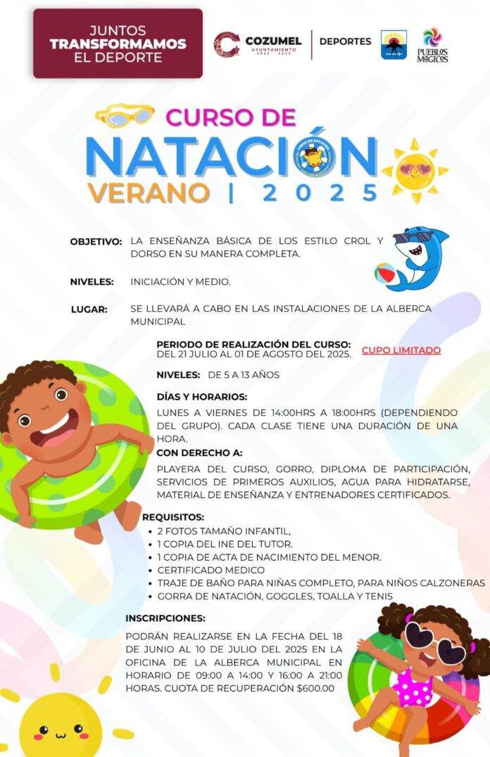Cozumel abre inscripciones para curso de natación de verano 2025 - El ...